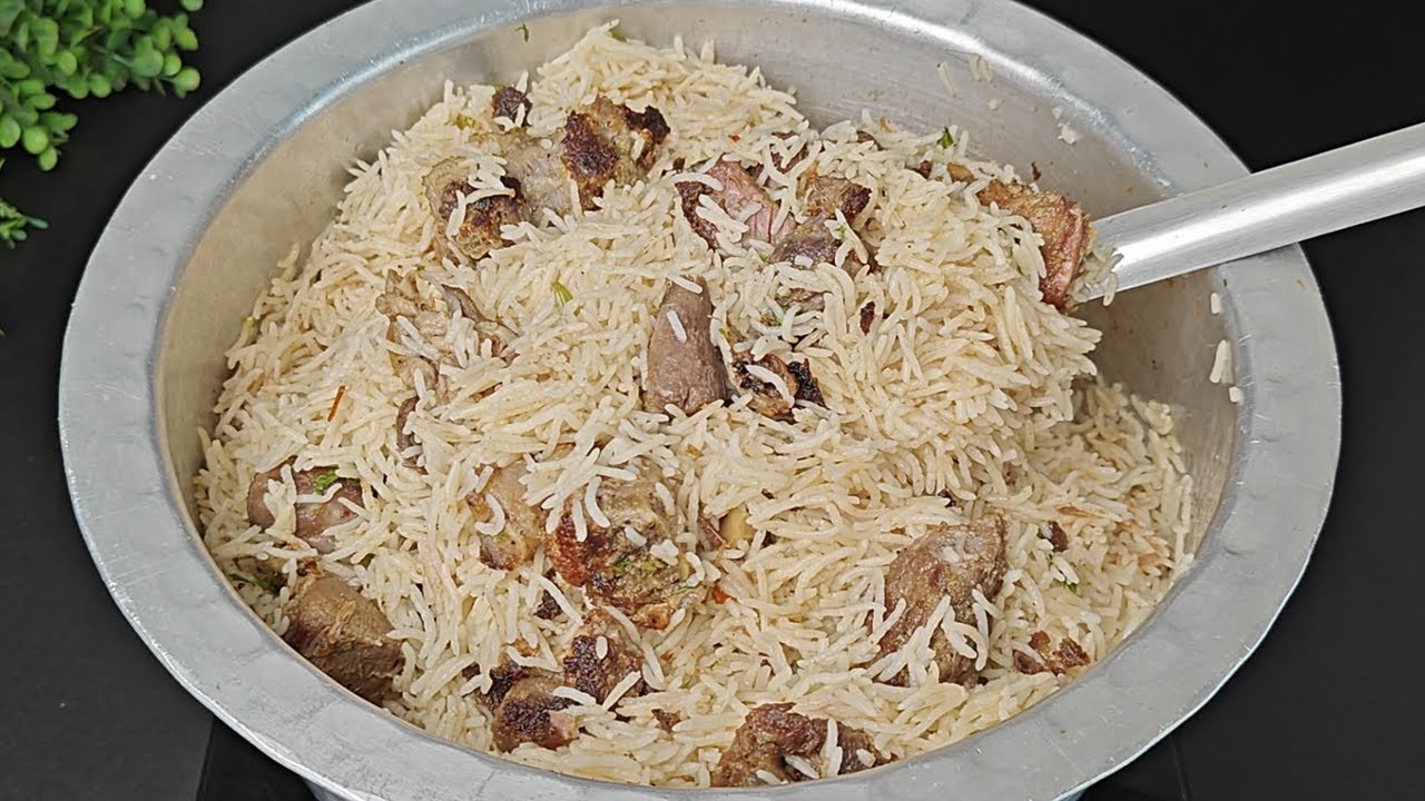 Fried Mutton Yakhni Pulao | White Mutton Pulao | Mutton Pulao Recipe ...