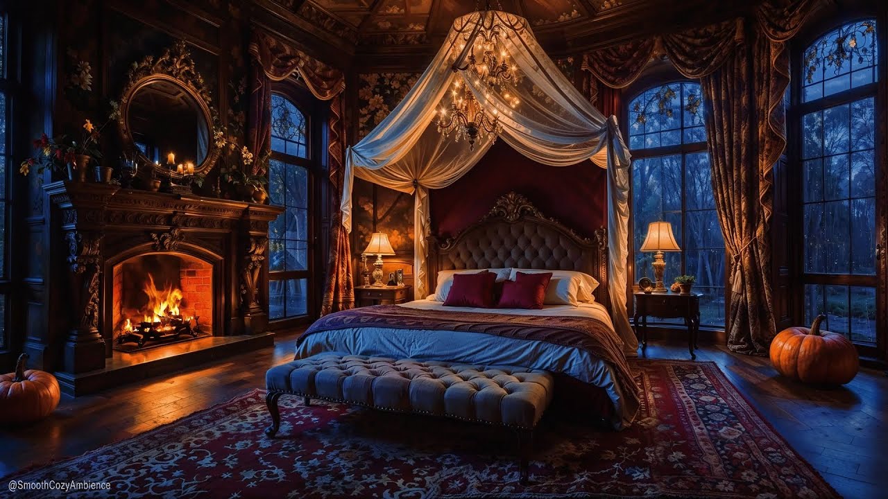 Heavy Rain In This Castle Badroom, Beautiful Atmosphere Room For Sleep ...