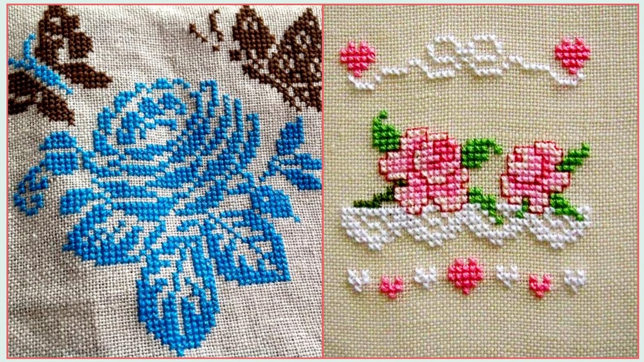 Cross Stitches Hand Embroidery Mixed Patterns Heart Touching Designs Easy To Count - YouTube