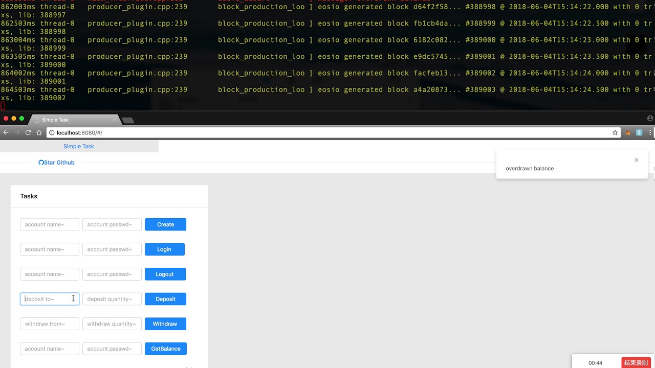 eosio dapp with eosjs - YouTube