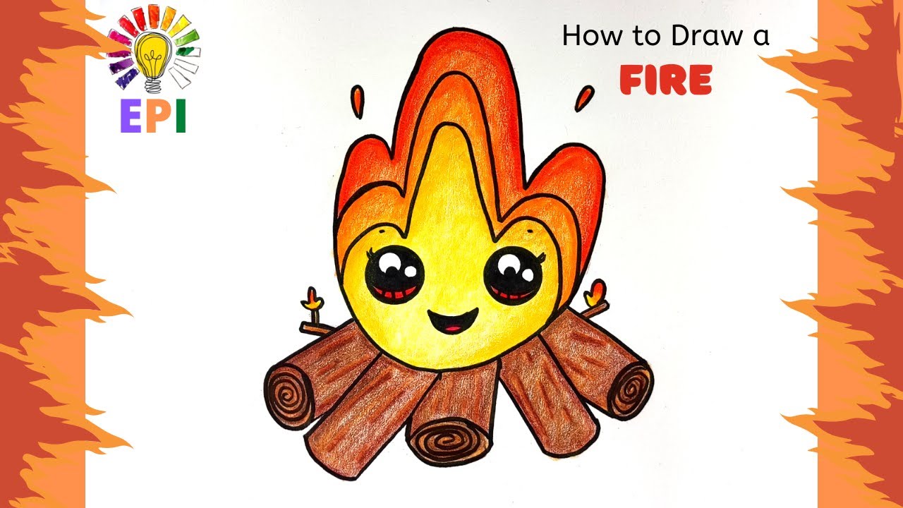 HOW TO DRAW A CUTE FIRE EASY PAINTING IDEA - YouTube