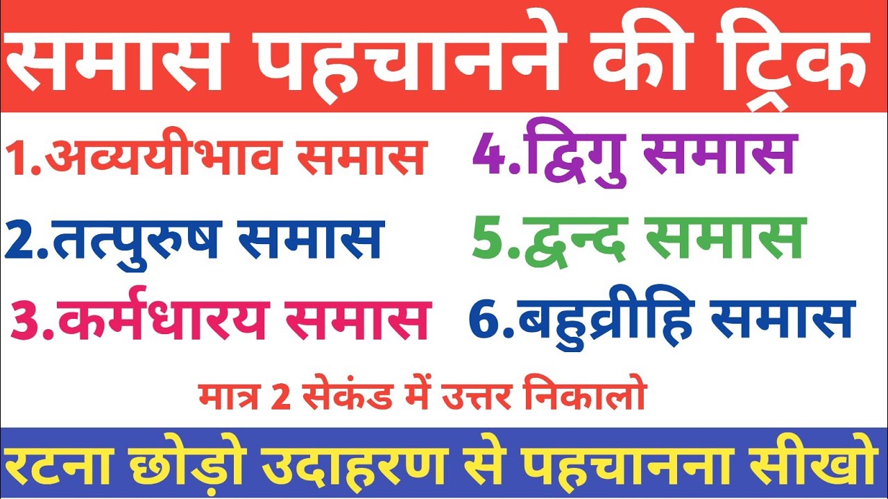 samas tricks | समास ट्रिक | समास को कैसे पहचाने | samas tricks in hindi ...