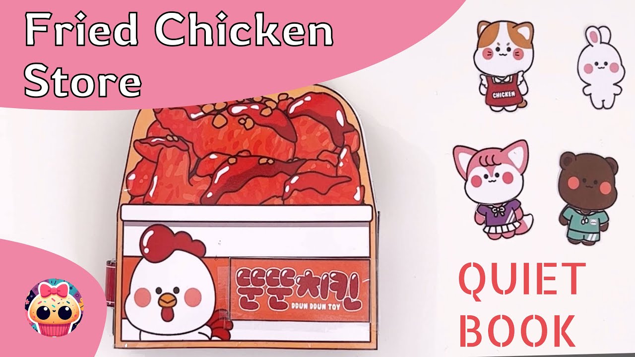 Let’s Play Fried Chicken Store! 🍗 | Quiet Book #16 | Book materials ...