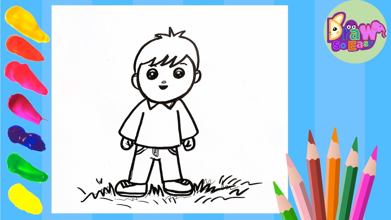 Step-by-Step Guide: How to Draw a Cute Little Boy | Drawing and ...
