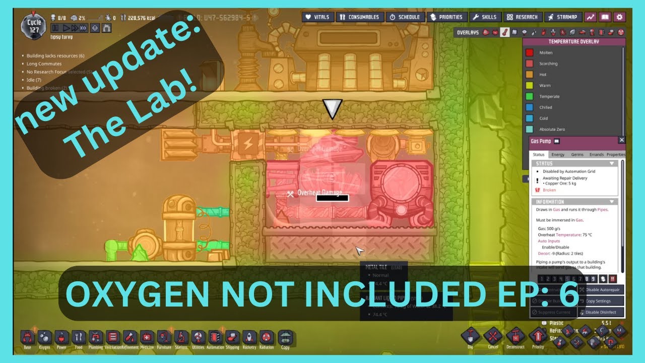 OXYGEN NOT INCLUDED - THE LAB?!?! EP: 6 Base cooling! - YouTube