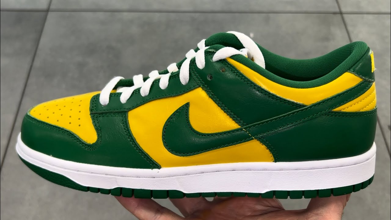Nike Dunk Low Brazil Green Yellow Shoes - YouTube