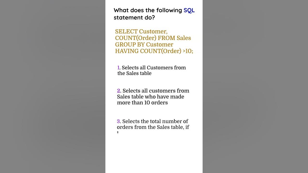 SQL Quiz 29 | SQL Quiz for the day | SQL Tutorial for Beginners | - YouTube