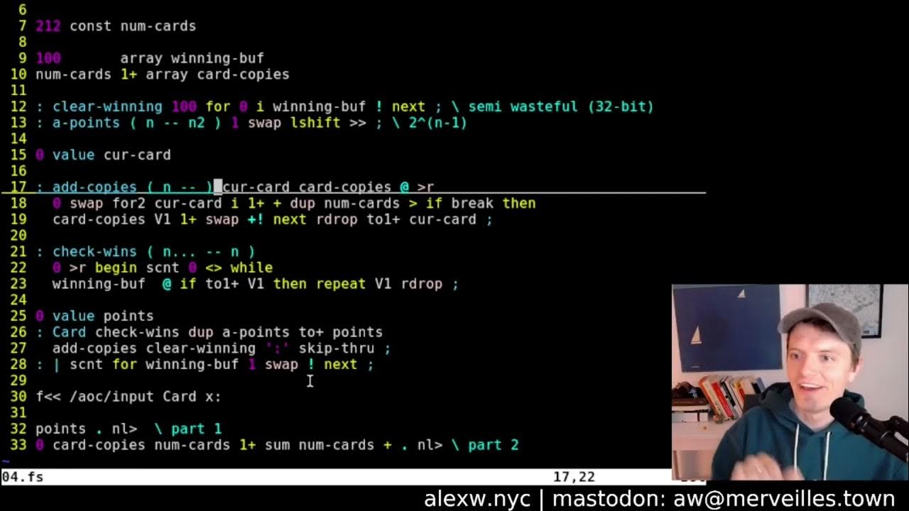 Advent of Code Day 4 in Forth (Dusk OS) Scratchcards - YouTube