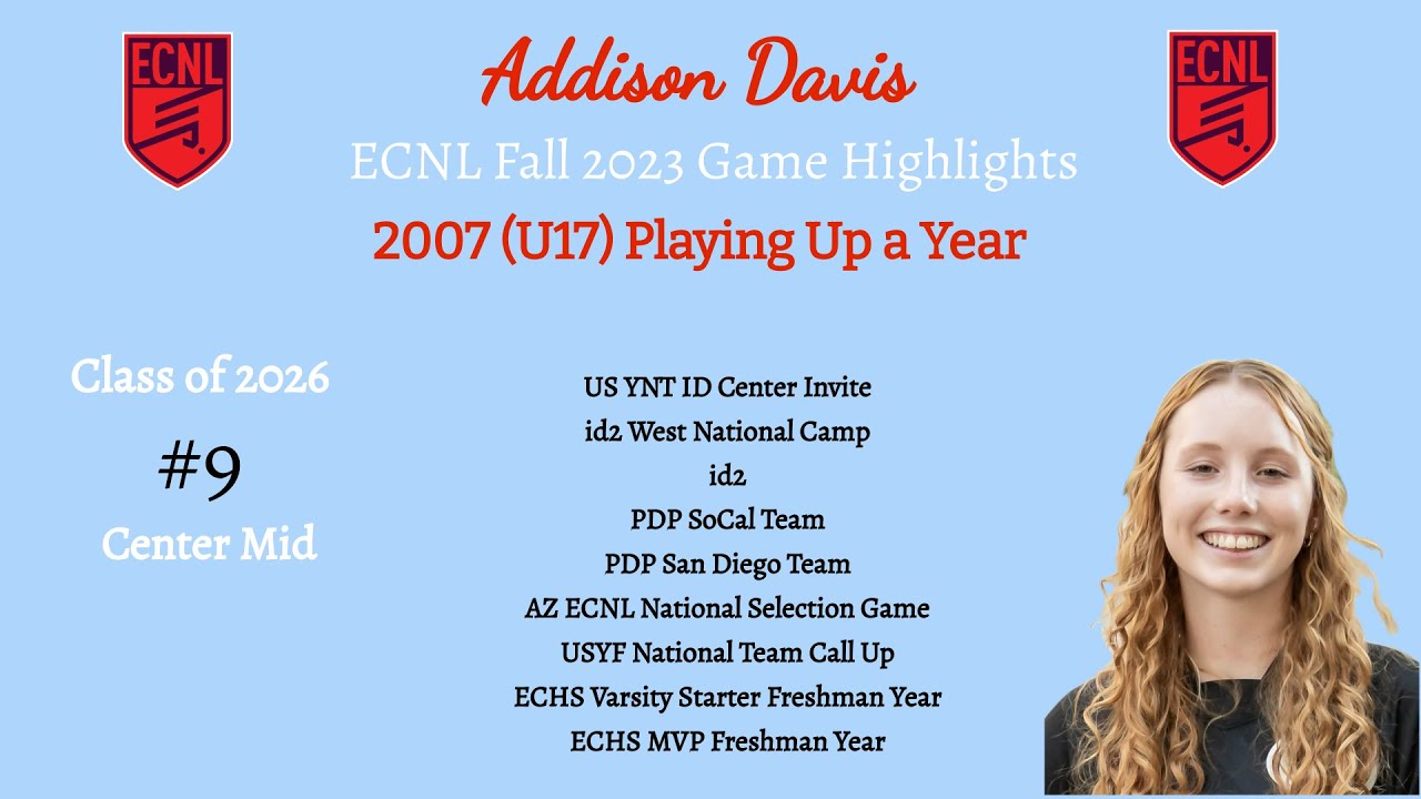 Addison Davis, 2026, Fall ECNL Highlights - YouTube