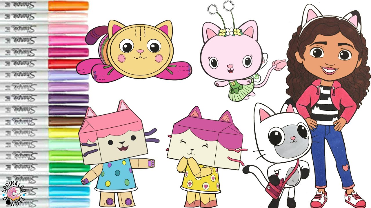 Gabby's Dollhouse Coloring Book Compilation Pillow Cat Baby Box Kitty ...