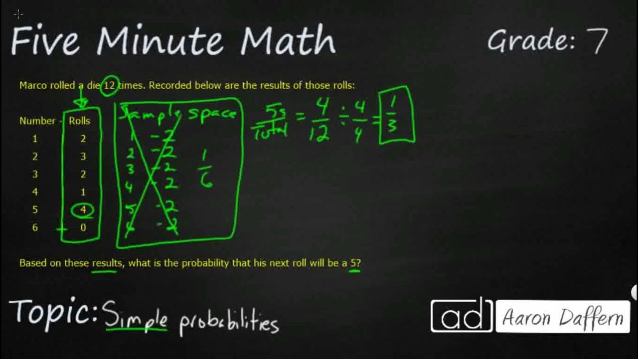 7th Grade Math Simple Probabilities - YouTube