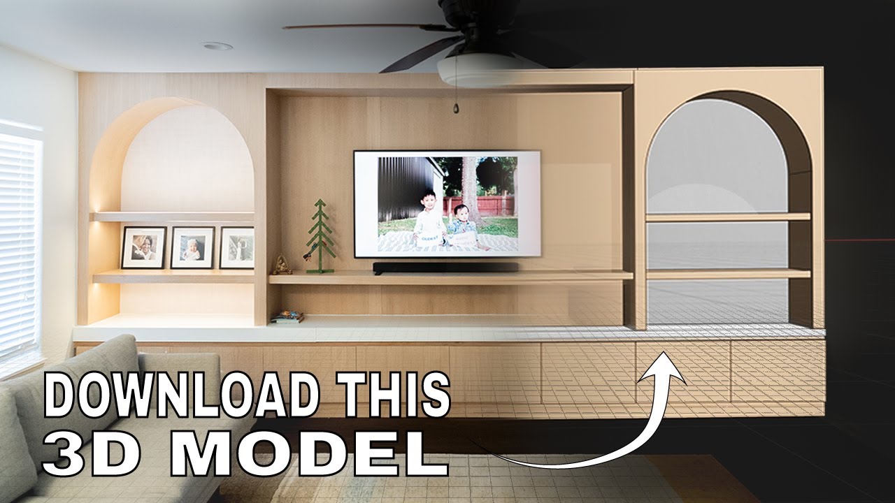 FREE! 17ft White Oak Media Center 3D Model // Shapr3D Parametric ...