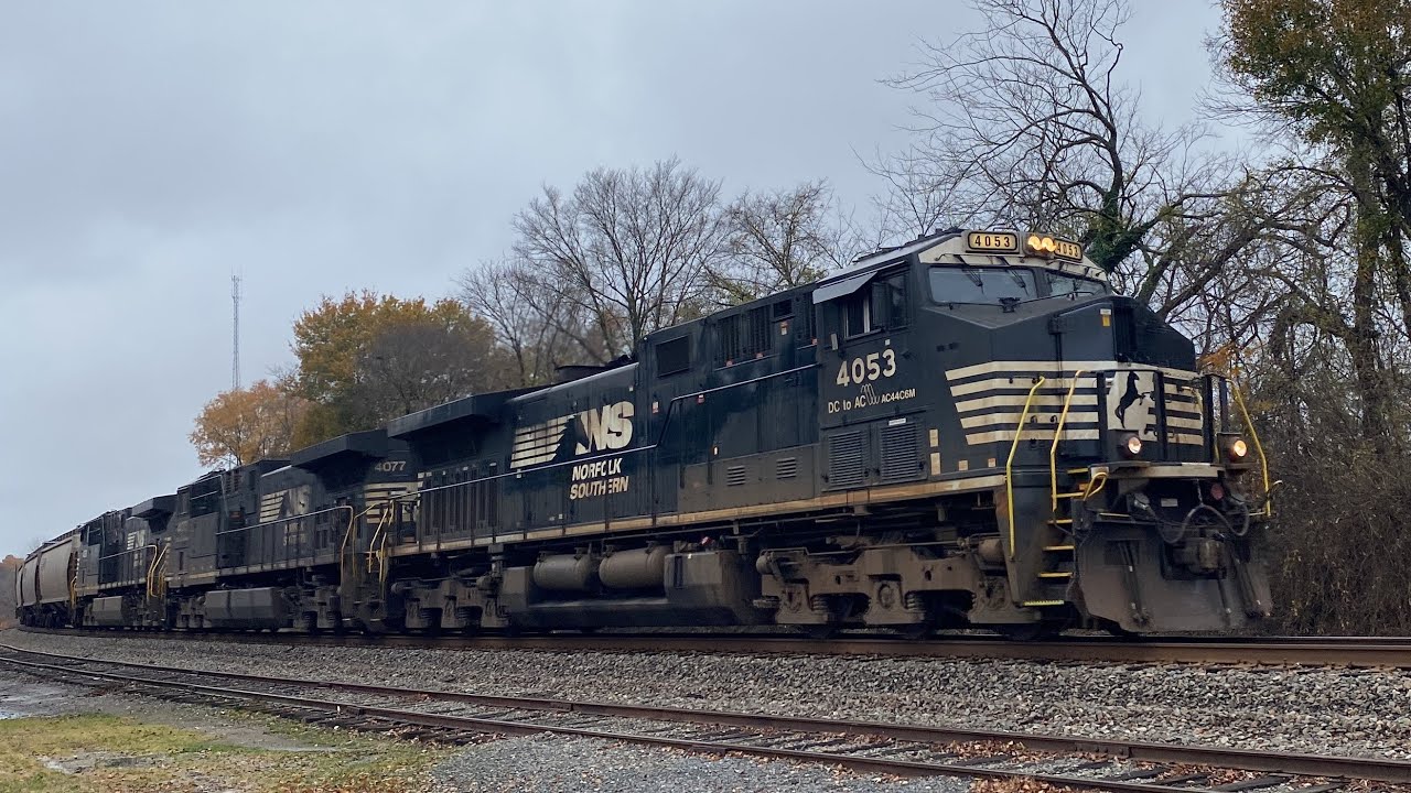 NS 4053 with a fouled K5LA leads NS 51V in Pineville. 11-30-2022 - YouTube
