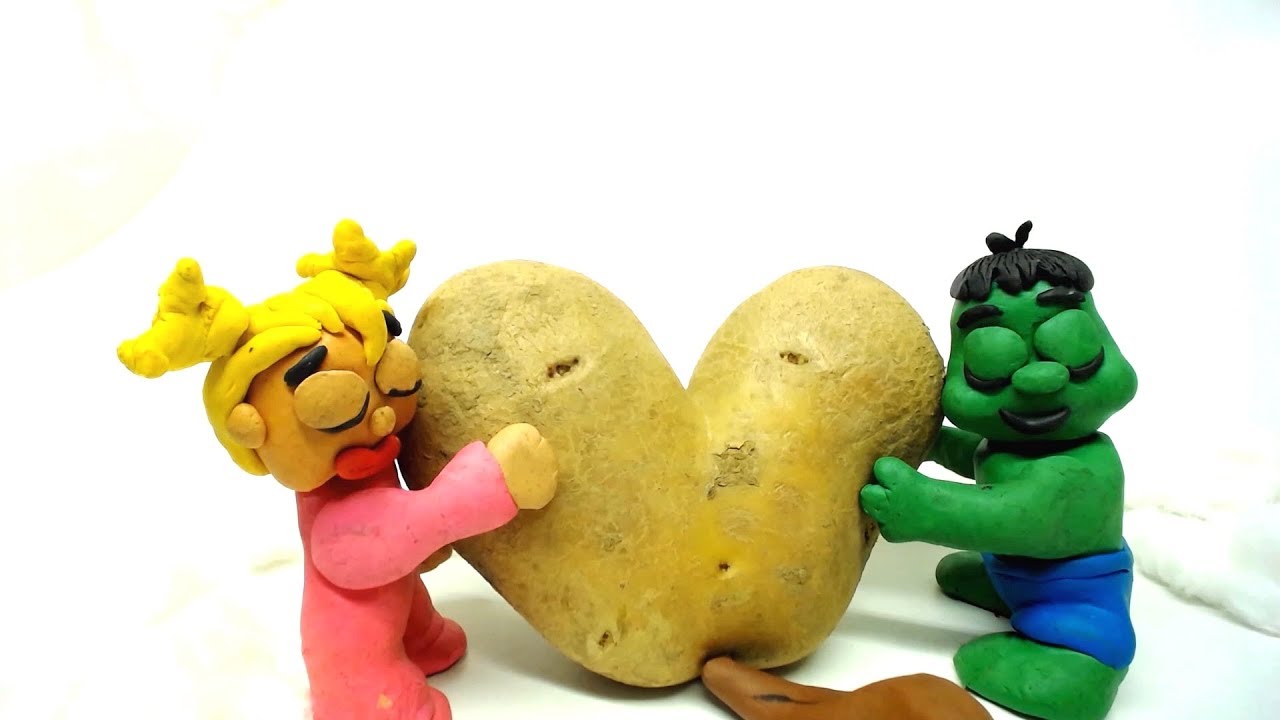 Baby Hulk and Elsa Frozen Magic Potato Play Doh Cartoon Superhero Stop ...