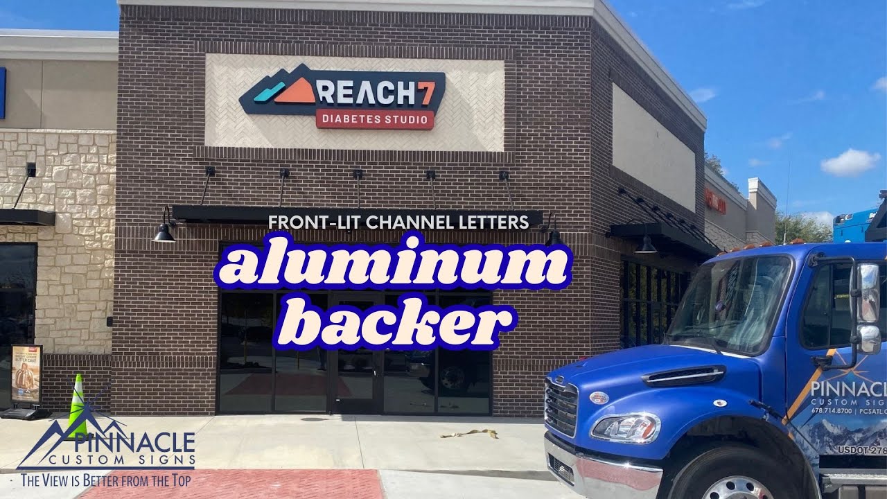 Front-Lit Channel Letters with Aluminum Backer | Reach7 Diabetes Studio ...