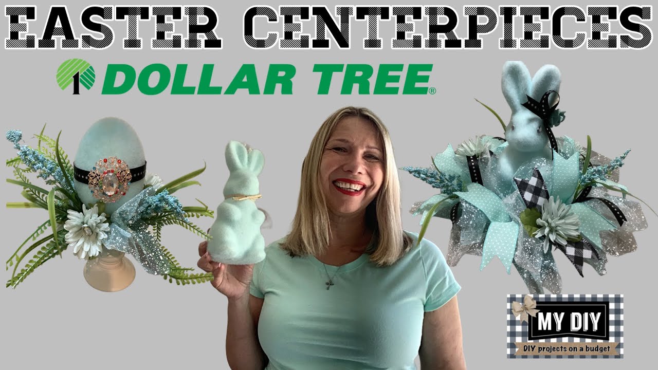DOLLAR TREE DIY EASTER CENTERPIECE | FLOCKED BUNNY CENTERPIECE ...