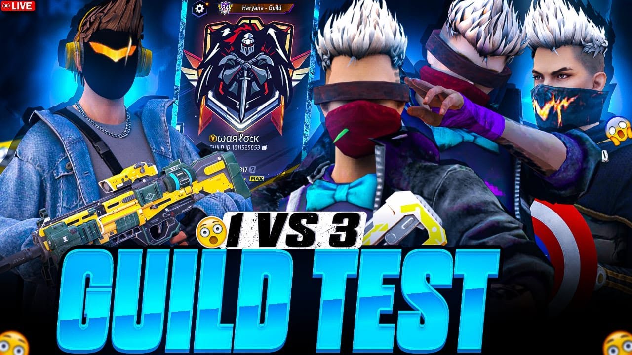 HARDEST GUILD TEST FF | FREE FIRE LIVE CUSTOM ROOM GIVEAWAY | FF LIVE ...