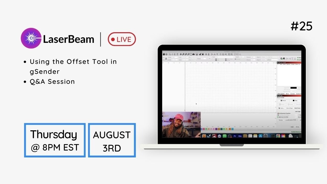 LaserBeam Live #25 - Using the Offset Tool in gSender and Q&A Session - YouTube