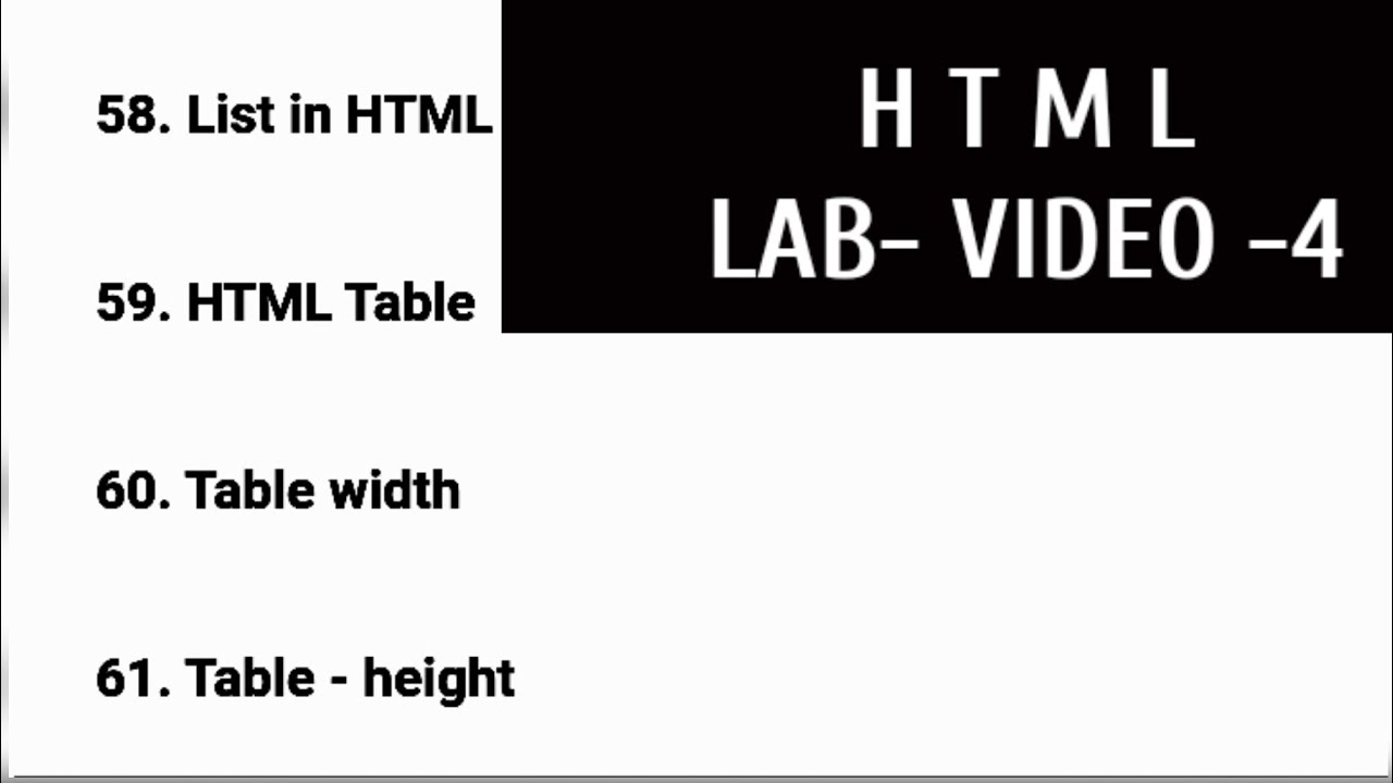 H T M L TABLE CREATING LAB VIDEO-4 - YouTube