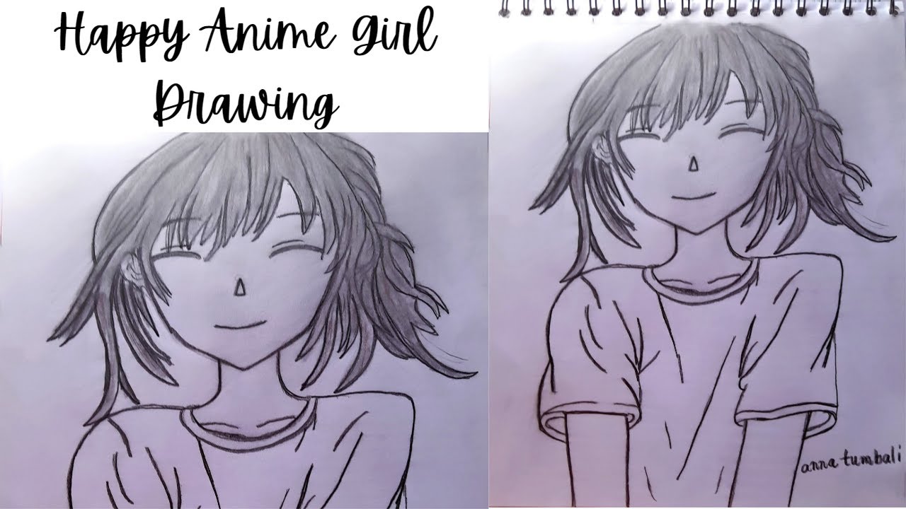 Happy Anime Girl Drawing - YouTube