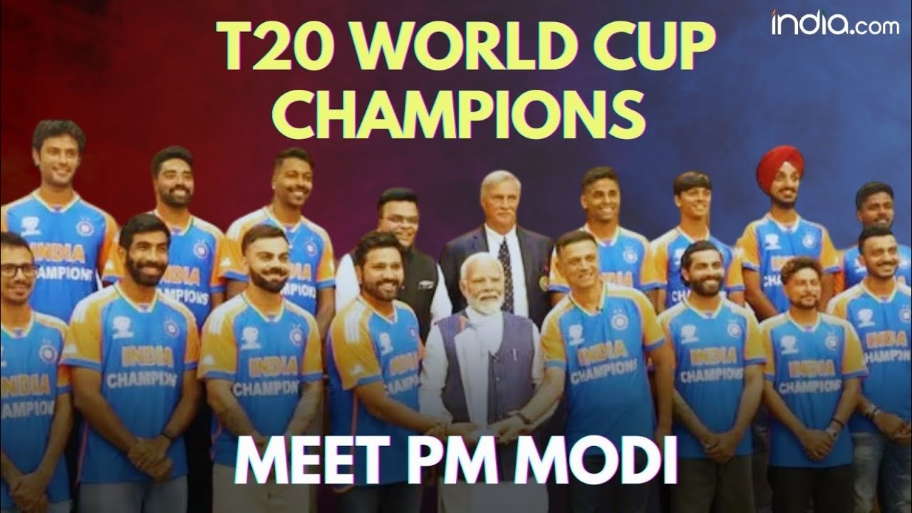 PM Modi meets Indian Cricket team after their T20 World Cup win - YouTube