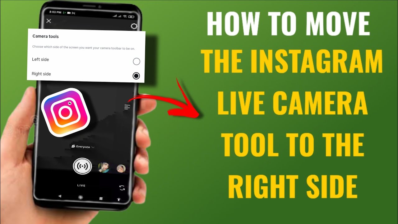 How to Move the Instagram Live Camera Tool to the Right Side | English ...