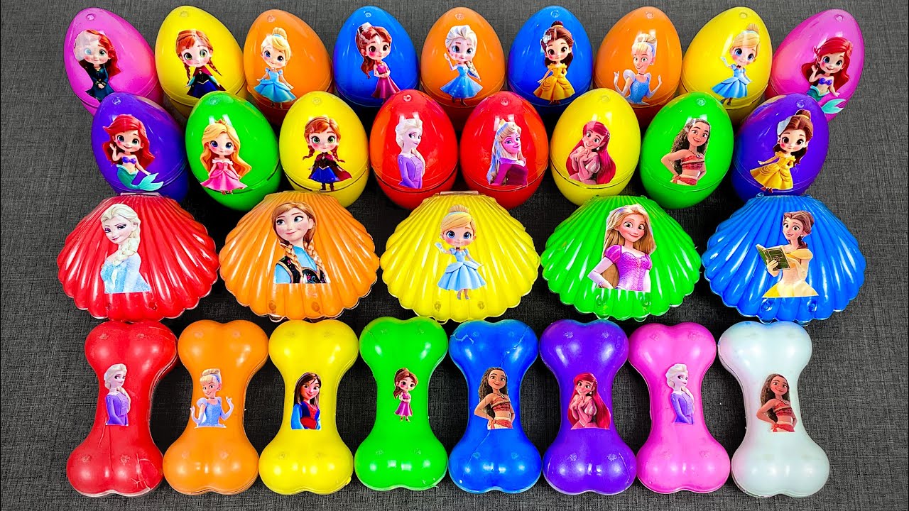 Slime Mixing Disney Princesses Toys | Clay Cracking ASMR | Relaxing ...