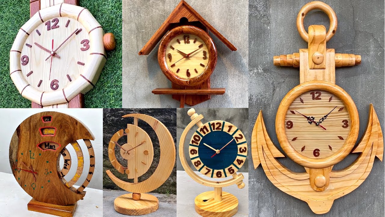6 Beautiful Wooden Clock Models For Biginner //// DIY Simple Art Wooden ...