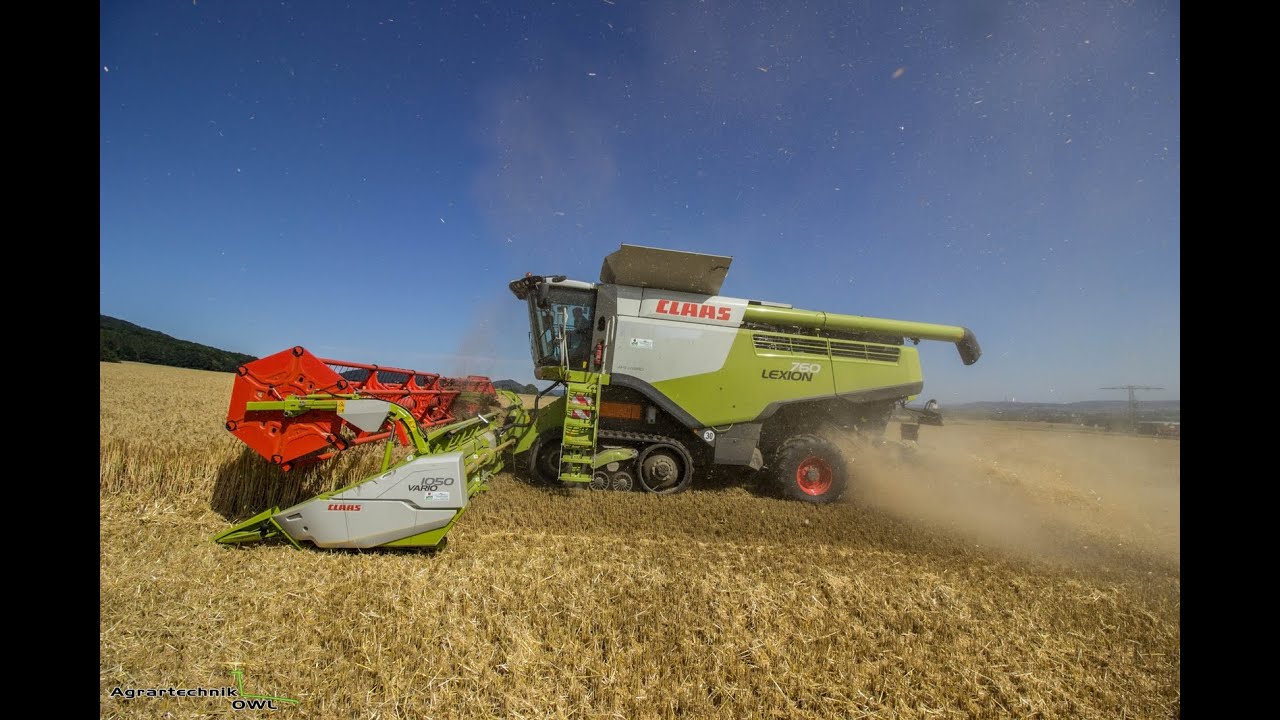 CLAAS Lexion 760TT drischt Weizen | Luftaufnahmen - YouTube