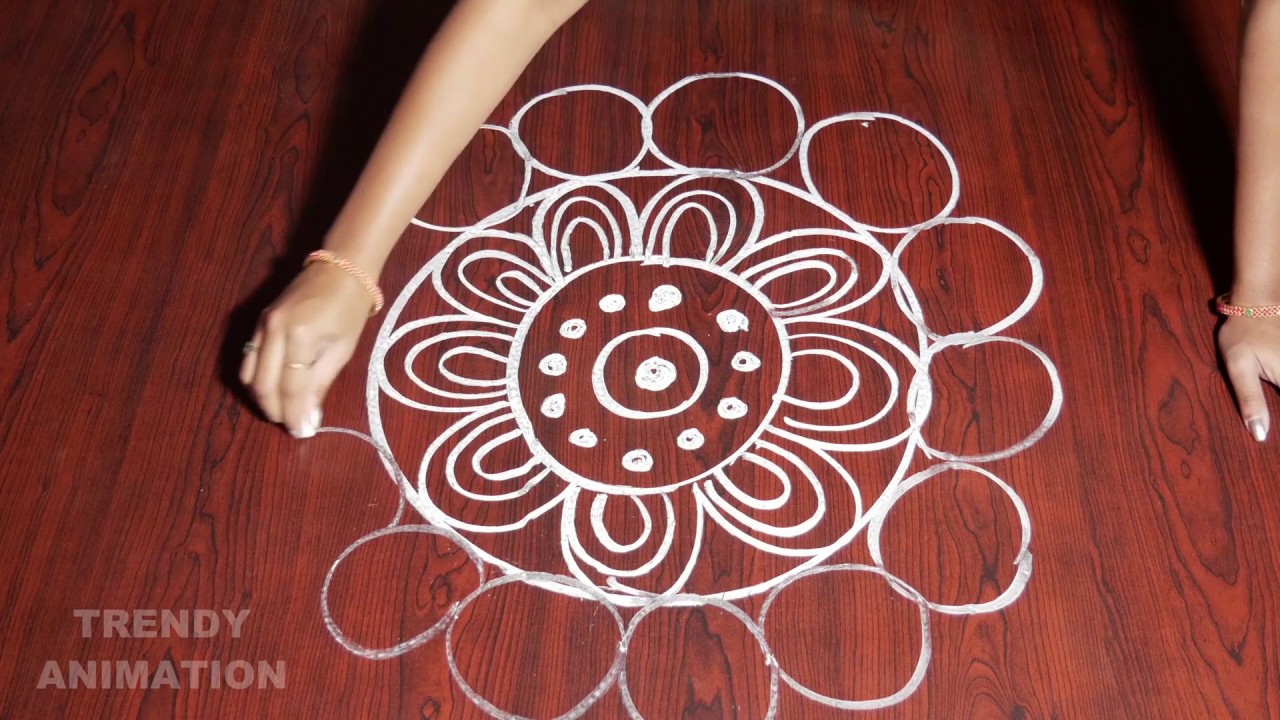 Simple and easy free hand rangoli design | Free hand rangoli designs ...