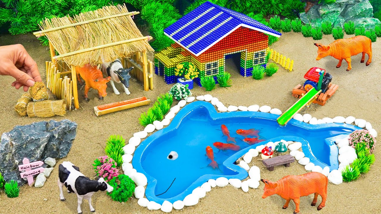 Top Mini DIY Farm Build – Cow Shelter, Fish Pond & Mini Tools ...
