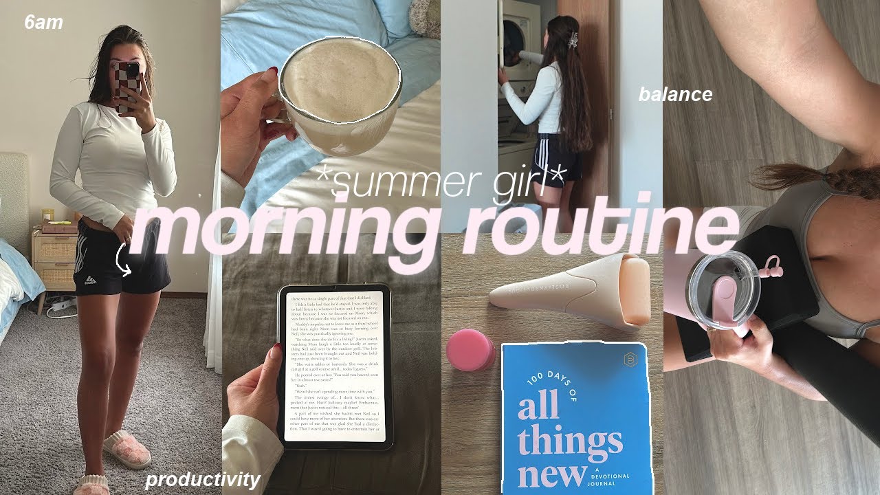 SUMMER MORNING ROUTINE ☁️ productivity + hot yoga + skincare + bible ...