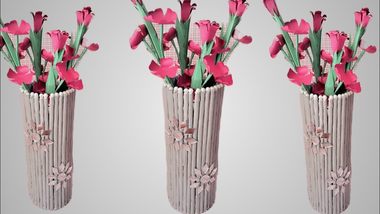 DIY paper and plastic pot |Beautiful and easy paper paper art - YouTube