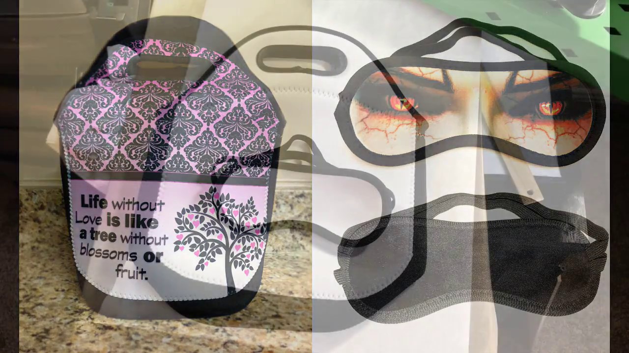 SUBLIMATION NEOPRENE LUNCH TOTE & EYE MASK - YouTube