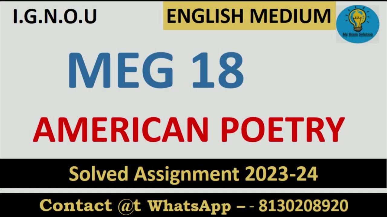 MEG 18 Solved Assignment 2023-24 | IGNOU MA English Solved Assignment - YouTube