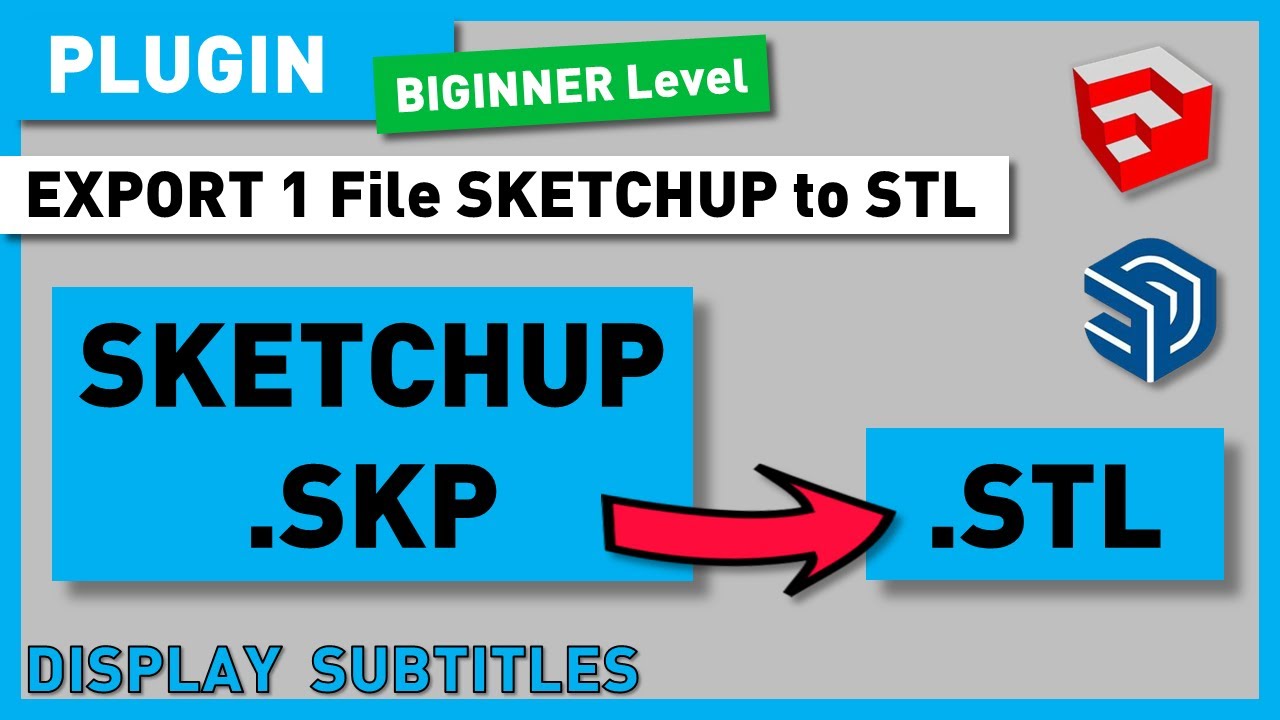 EXPORT 1 Sketchup File to STL for 3D Printing - Free Tutorial - Convert - YouTube