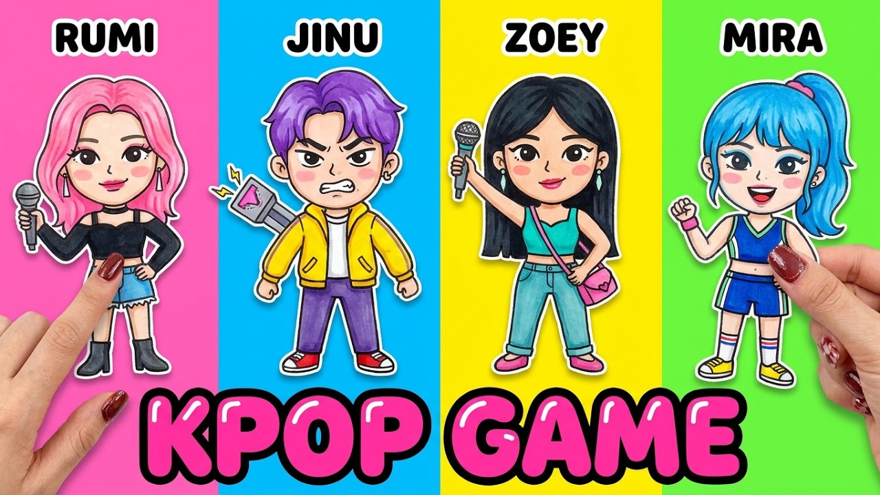 Paper DIY KPOP DEMON HUNTERS Game Book Rumi and Jinu , Zoey , Mira ...