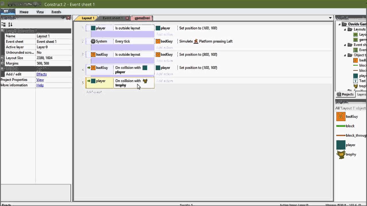 Construct 2: Making a Game Over Screen 5/5 - YouTube