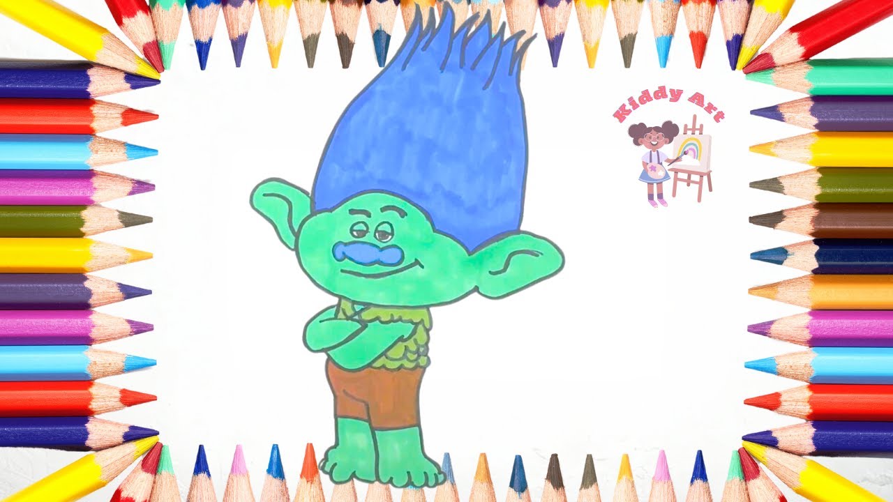 🌈 Draw and Color Branch from Trolls | Kids Art - YouTube
