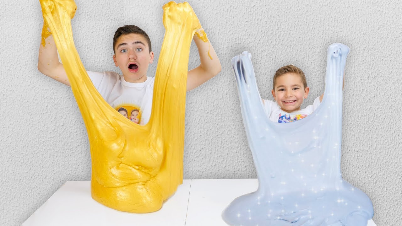 GOLD SLIME vs SILVER SLIME - On fabrique du Slime Métallique Géant ...