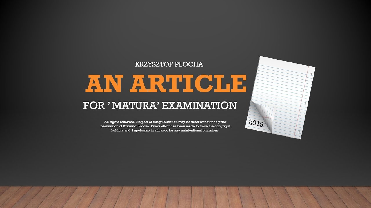 Writing 'Matura' article. - YouTube