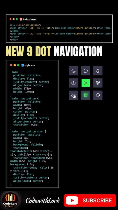 9 Dot Navigation Bar For Application Using Html Css And Javascript Viral Shorts Automobile
