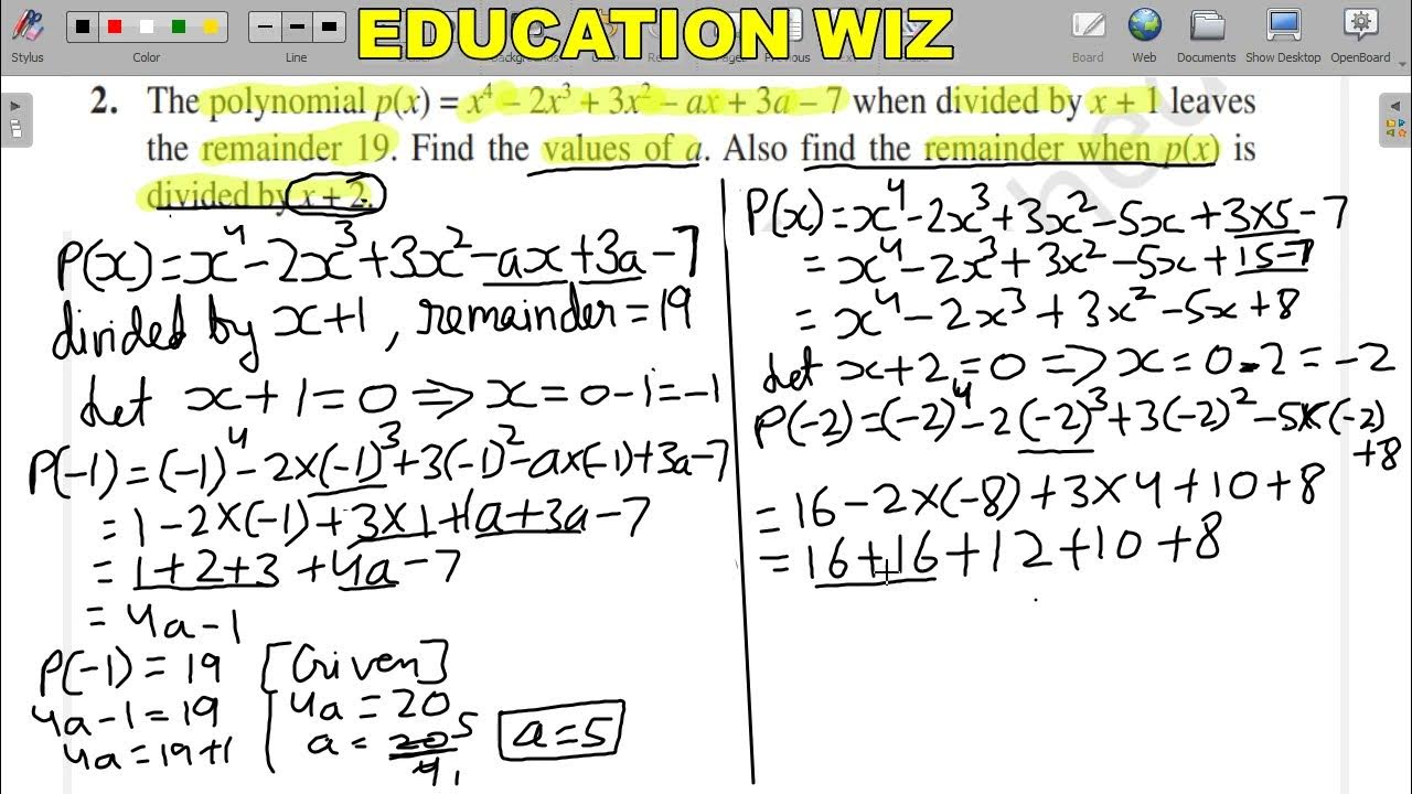 the-polynomial-p-x-x-4-2x-3-3x-2-ax-3a-7-when-divided-by-x-1-leaves