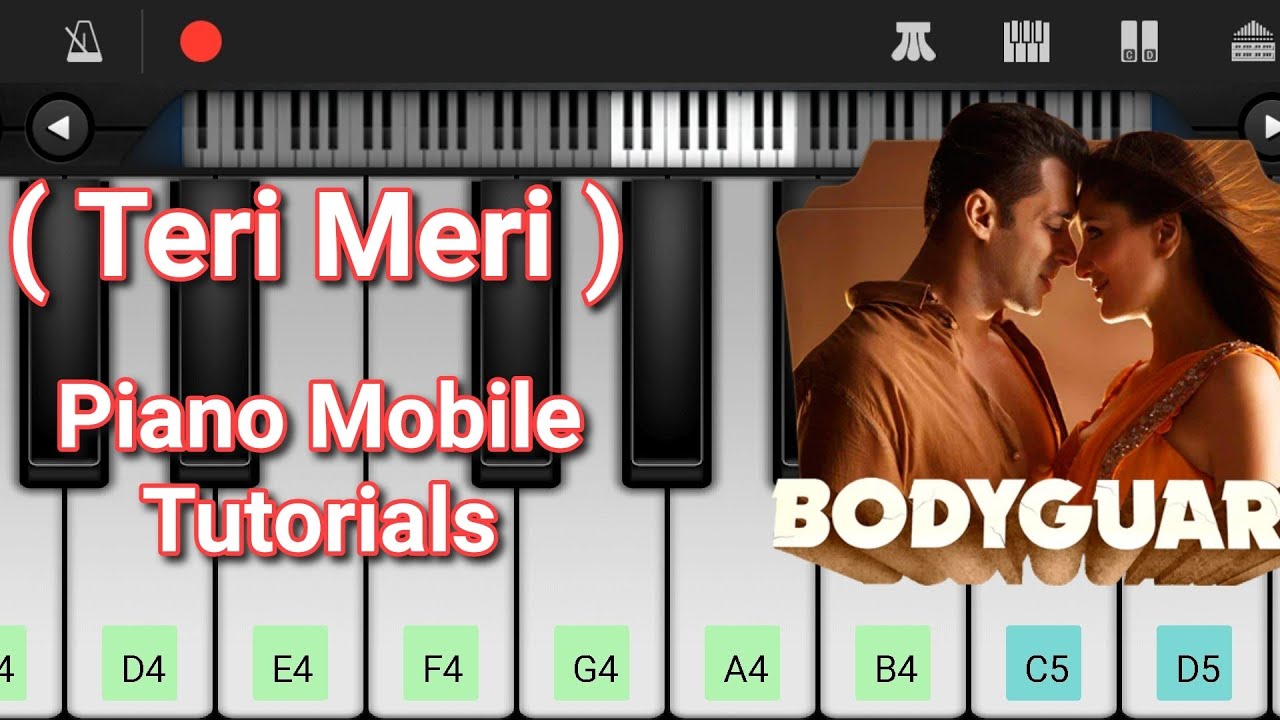 piano mobile tutorials | teri meri ( body guard ) | easy to learn - YouTube