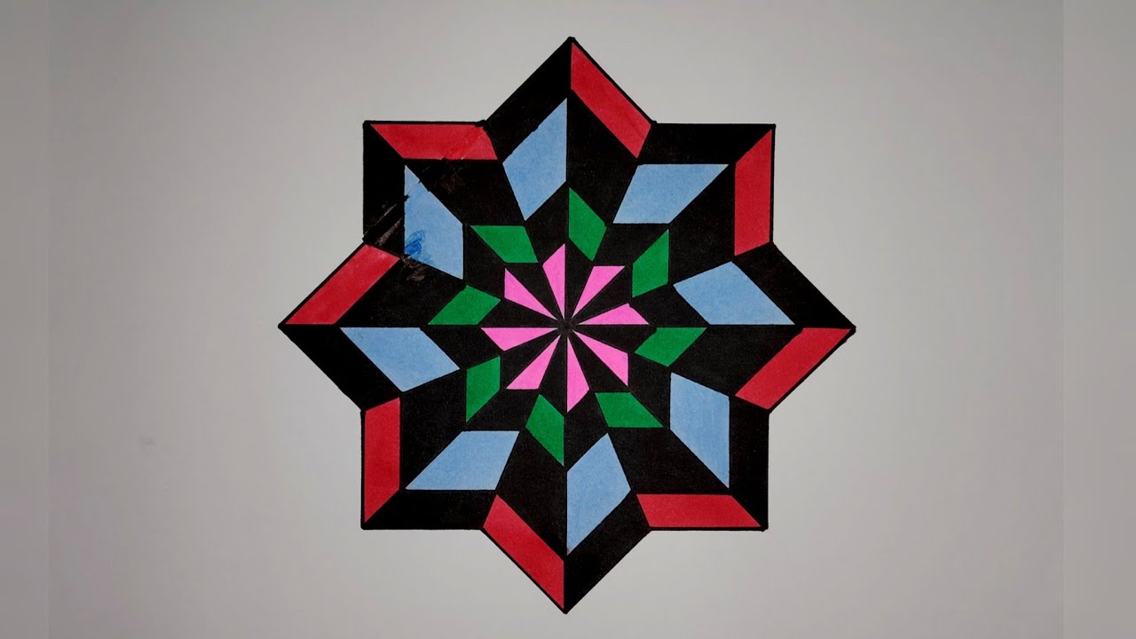 How To Draw Geometric Star Design || Geometric Square Overlapping ...