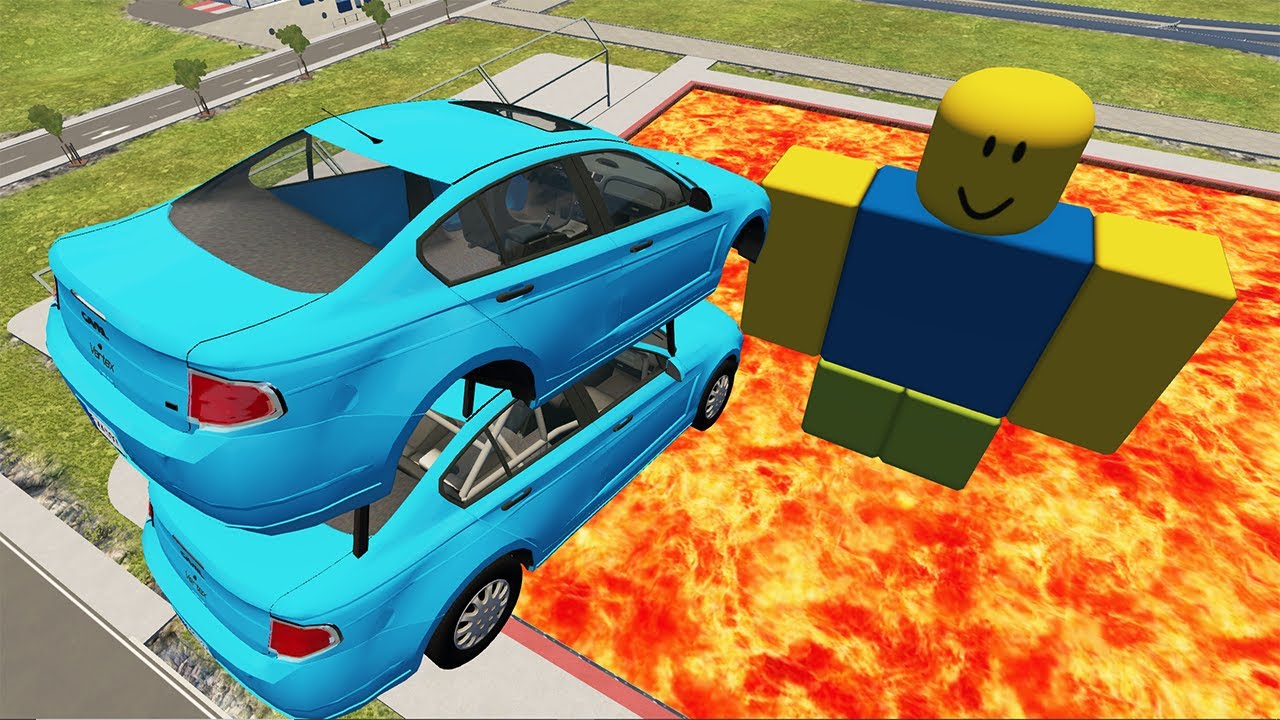 Car Jumps Into Roblox Noob Volcano – BeamNG.Drive - YouTube