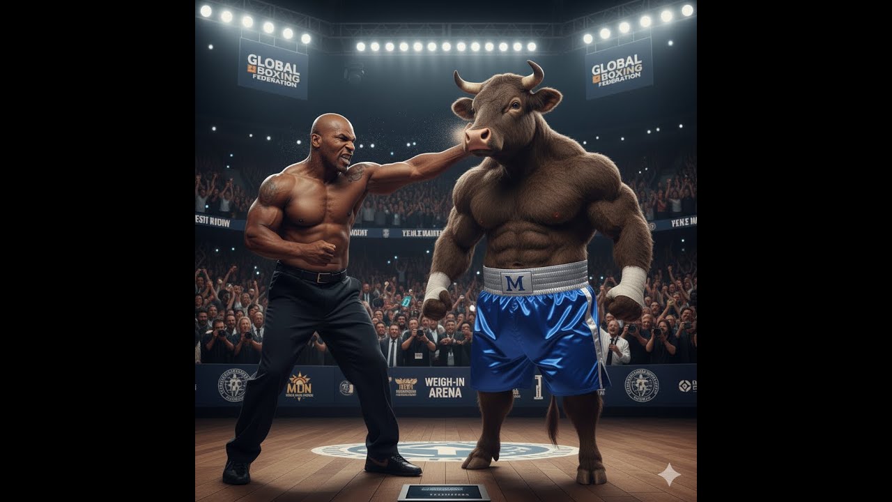 Mike Tyson Punches a Cow at the Weigh-In - YouTube