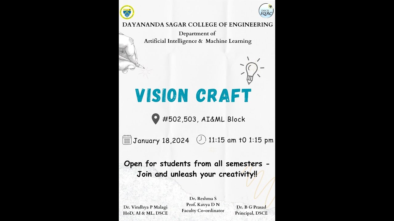 Vision Craft 2024 - Dept of AI & ML, DSCE - YouTube