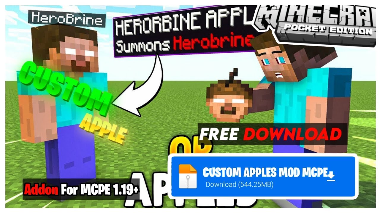 Minecraft but craft custom apple addon for pocket edition 1.19 | MCPE addons 🤯 - YouTube