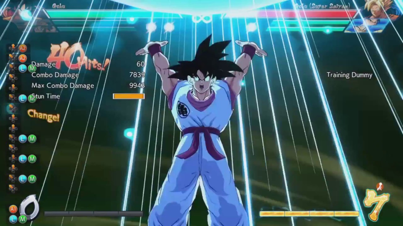 DBFZ Yamcha Lvl 1 into Spirit Bomb Combo - YouTube